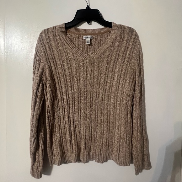 croft & barrow | Sweaters | Croft Barrow Tan Cable Knit V Neck Sweater ...